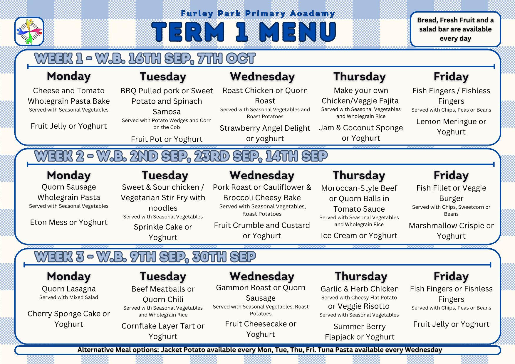 Lunch Menu – Furley Park Primary Academy